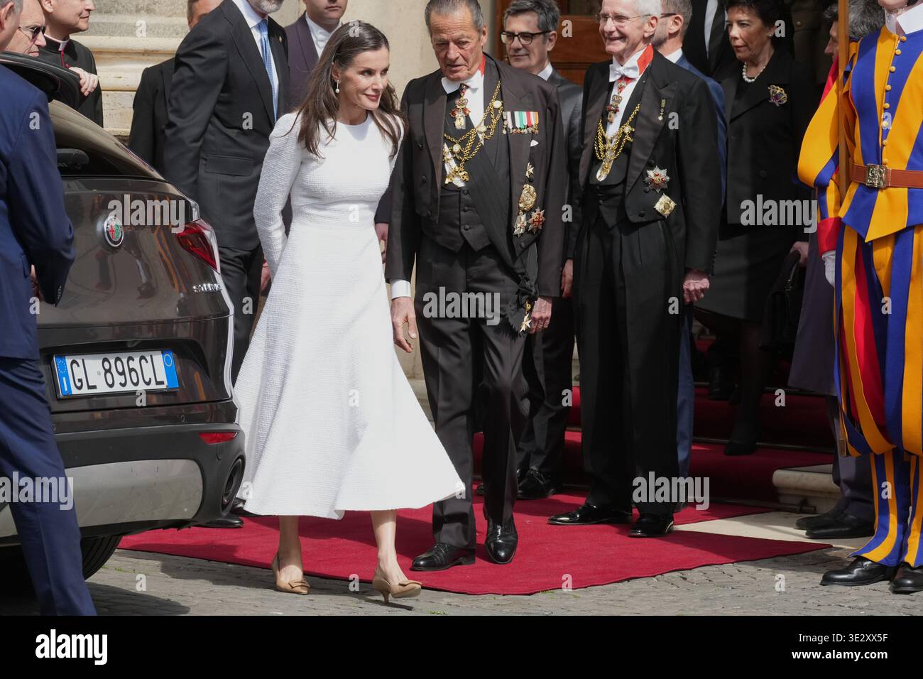 Queen Letizia of Spain leaves the Vatican after a meeting with Pope Leo ...