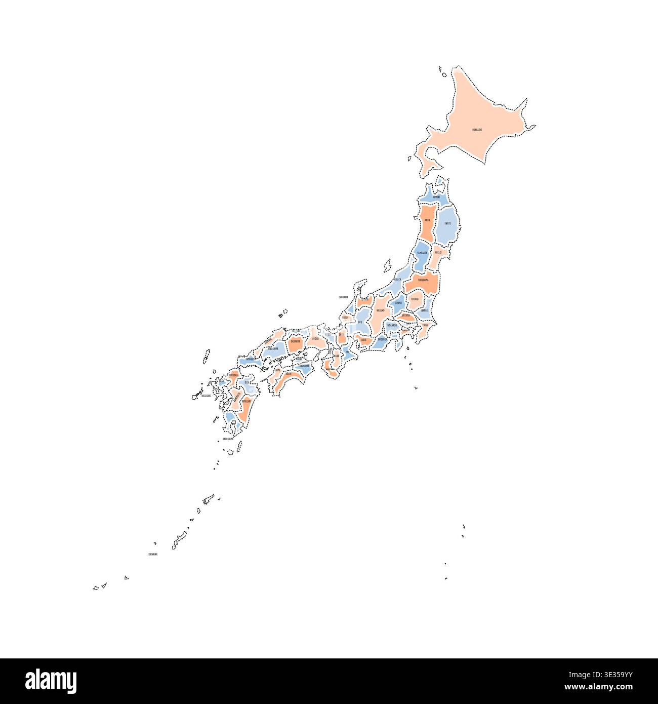 Japan political map of administrative divisions - prefectures ...