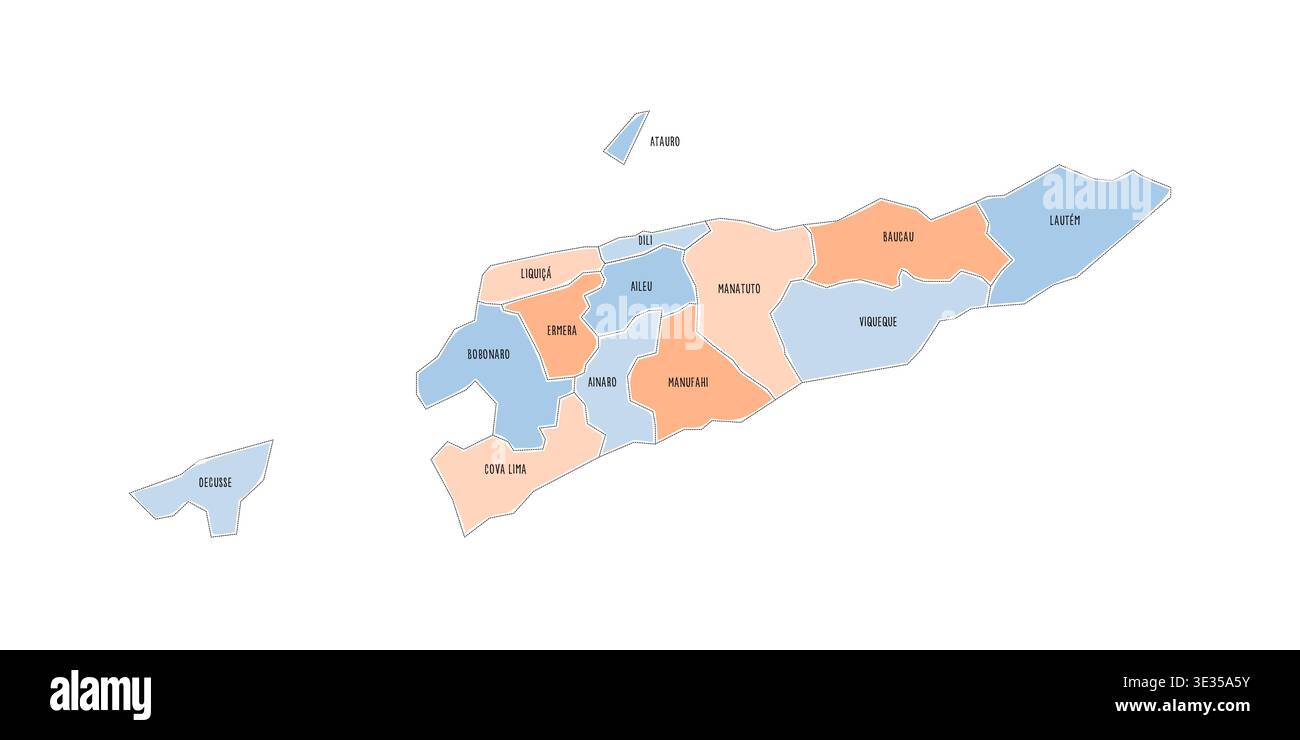 East Timor political map of administrative divisions - municipalities ...