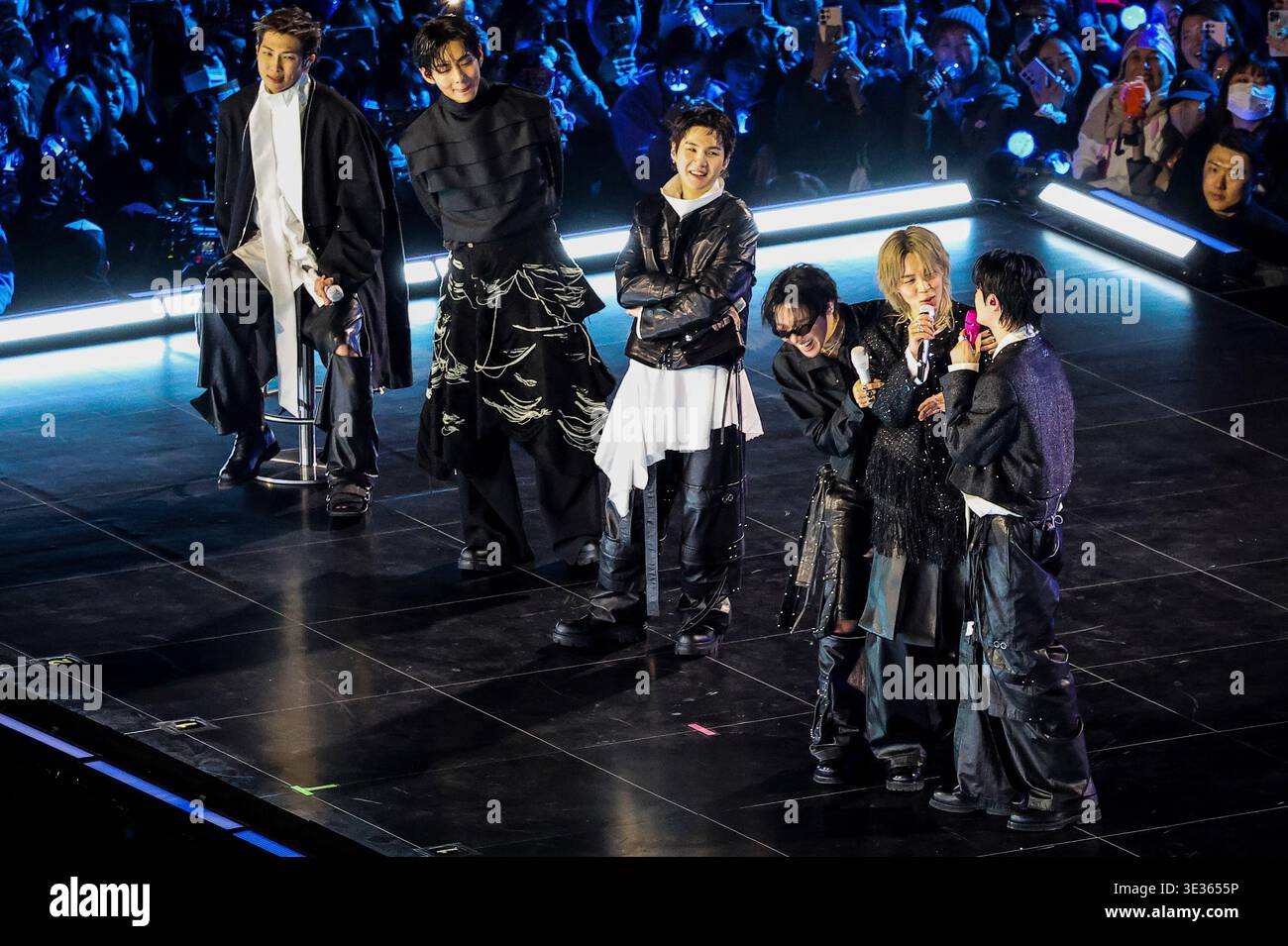 Kpop group BTS perform during 'BTS The Comeback Live Arirang' concert ...