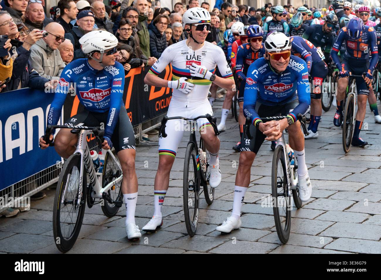 Tadej Pogacar, VAN DER POEL Mathieu, PHILIPSEN Jasper at the start of ...