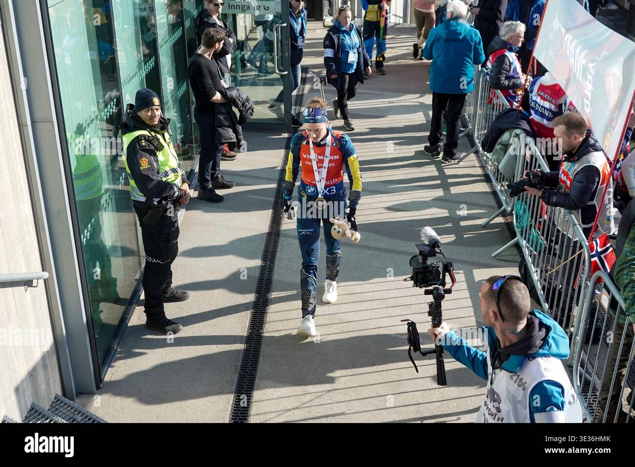 Oslo 20260321. Hanna Öberg; biathlete (SWE) after 10 km pursuit start ...