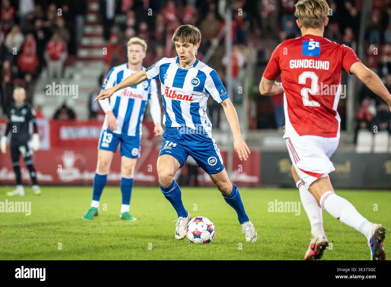 Vejle, Denmark. 20th, March 2026. Max Ejdum (18) of Odense BK seen ...