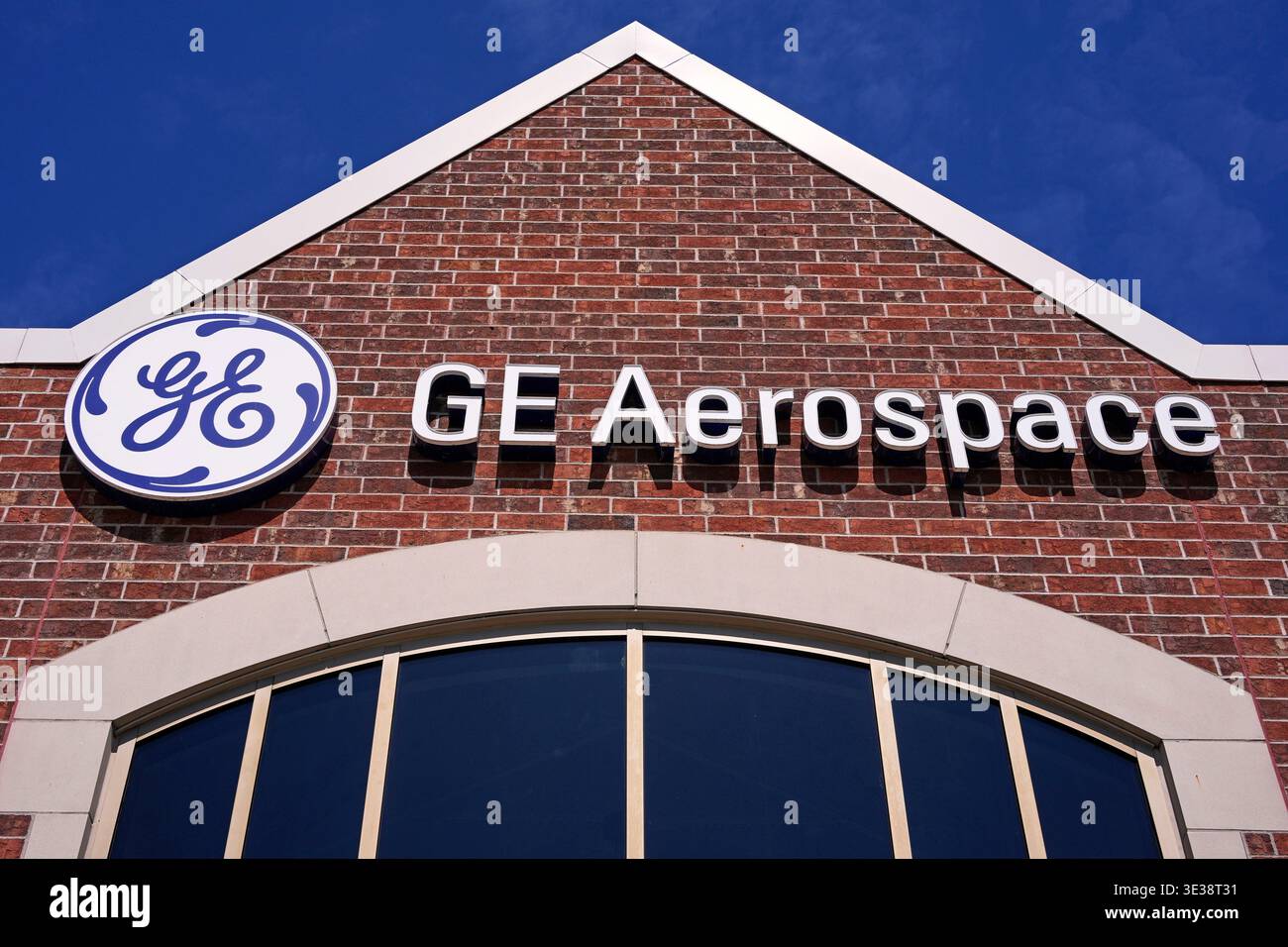 This is the GE Aerospace logo on one of the company's buildings in ...