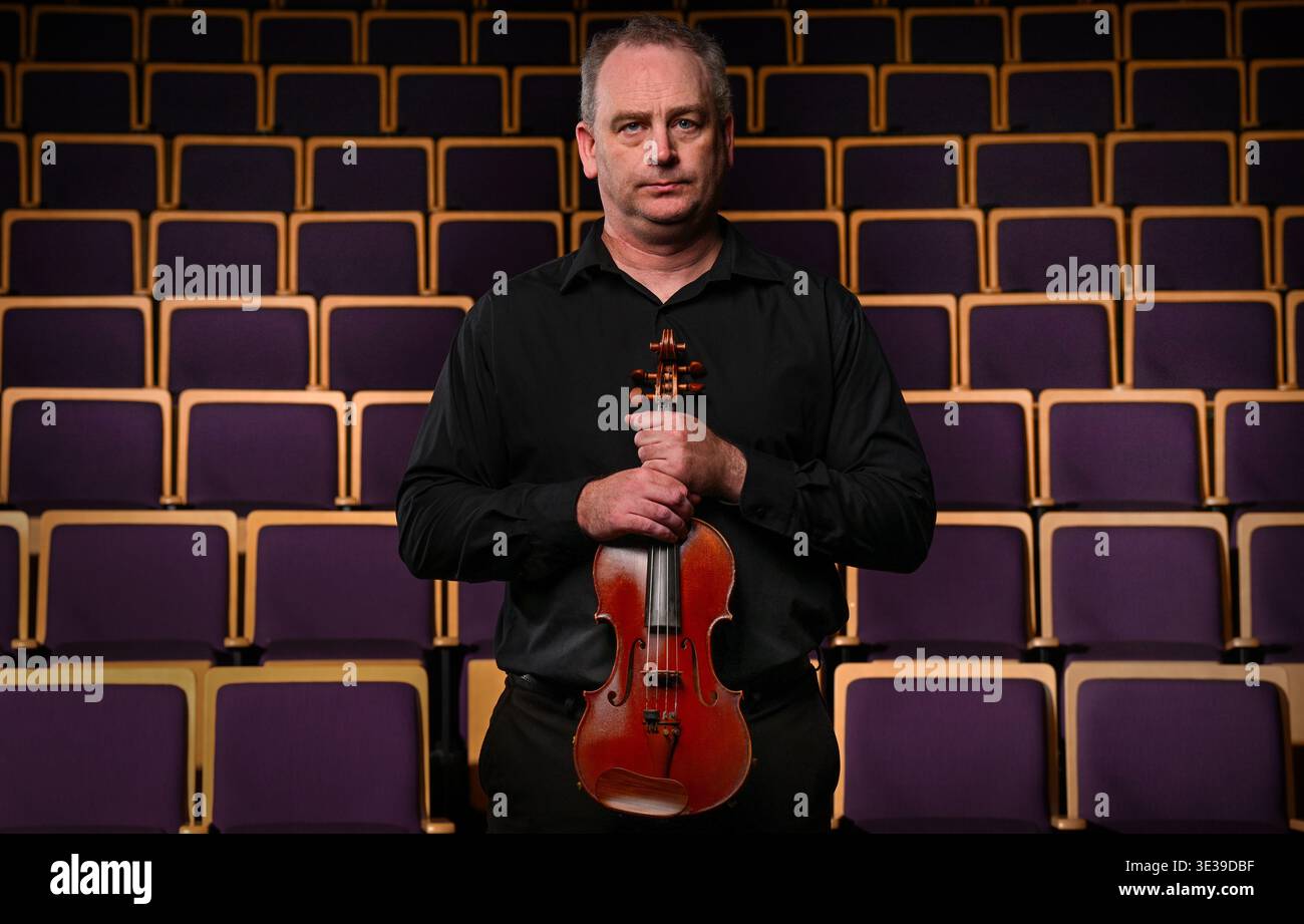 Violinist Lachlan Bramble poses for a photograph at the Hopgood Theatre ...