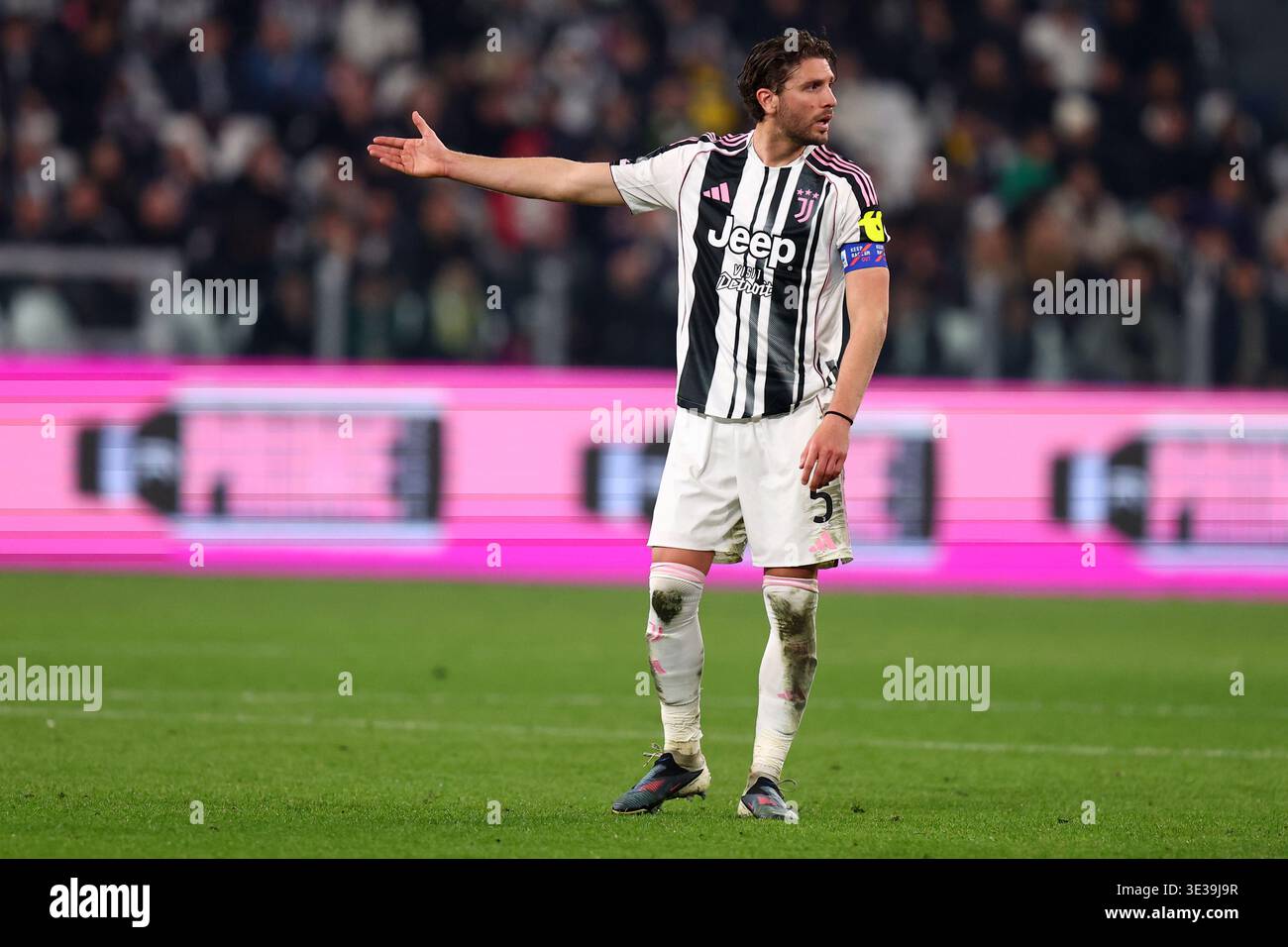 Torino, Italy. 21st Mar, 2026. Manuel Locatelli of Juventus Fc gestures ...
