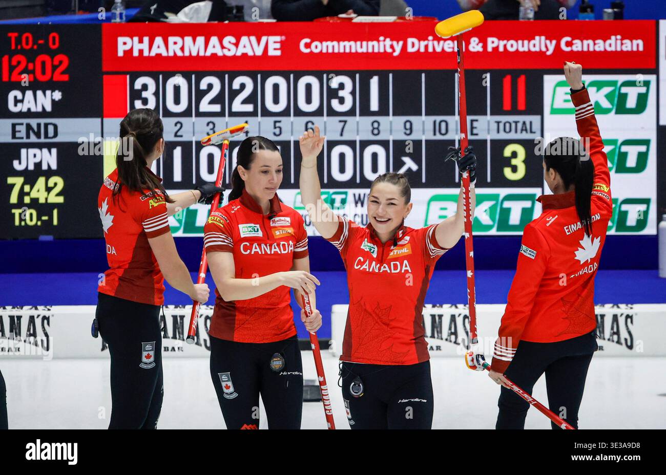 Calgary, Canada. 21st Mar, 2026. Team Canada, left to right, second ...