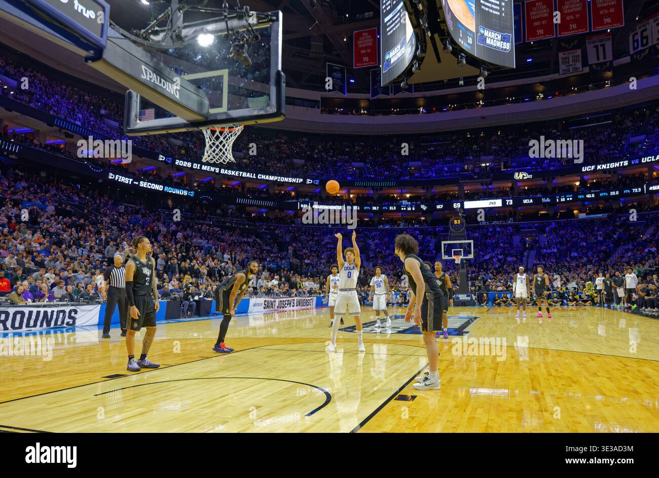 UCLA Guard Trent Perry (0) takes a final free throw during a first ...