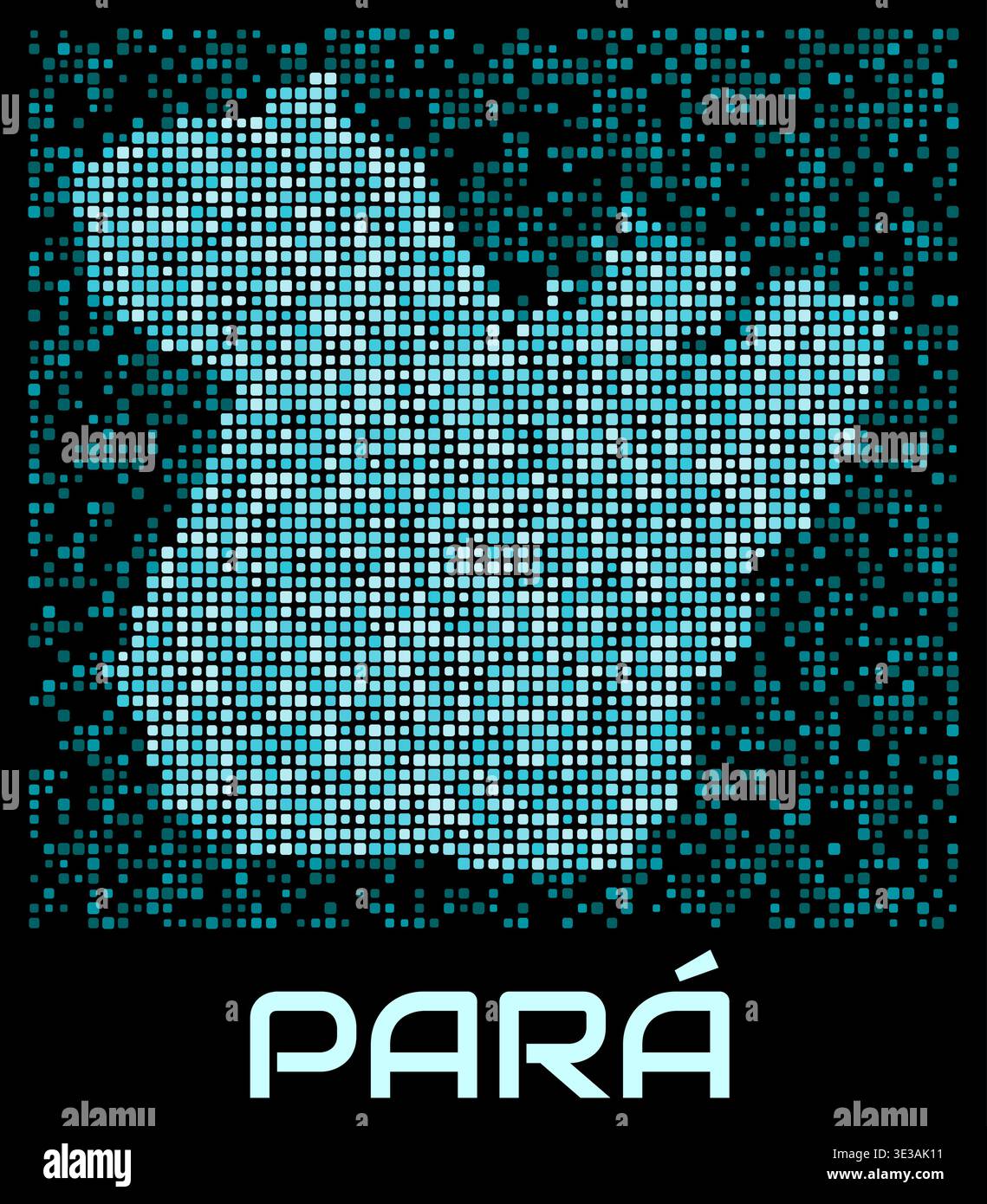 Para, Brazil digital dotted map. Shape of the state in cyan color ...