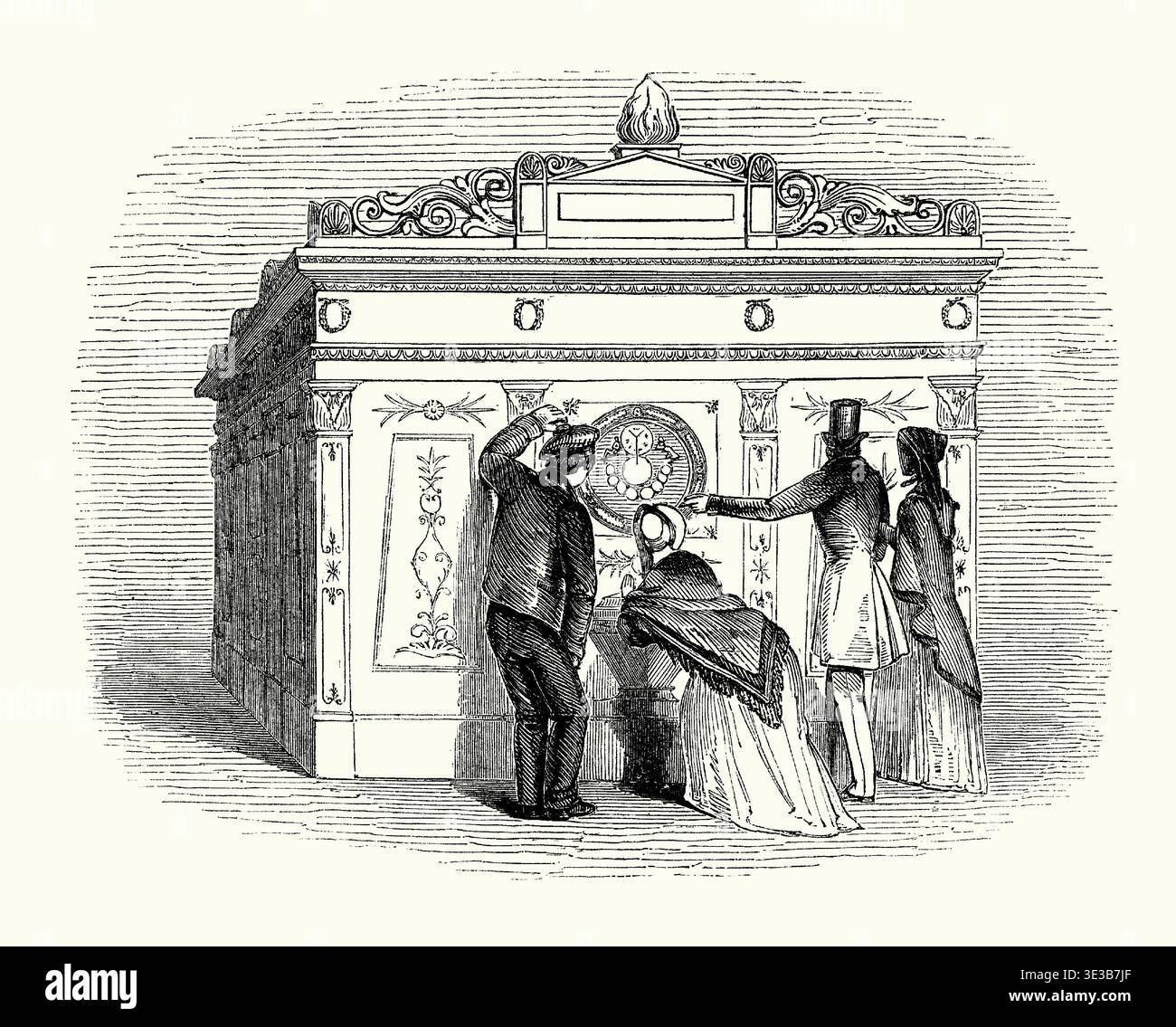 An old engraving of a mid-1800s gas works – here people gaze at the ...