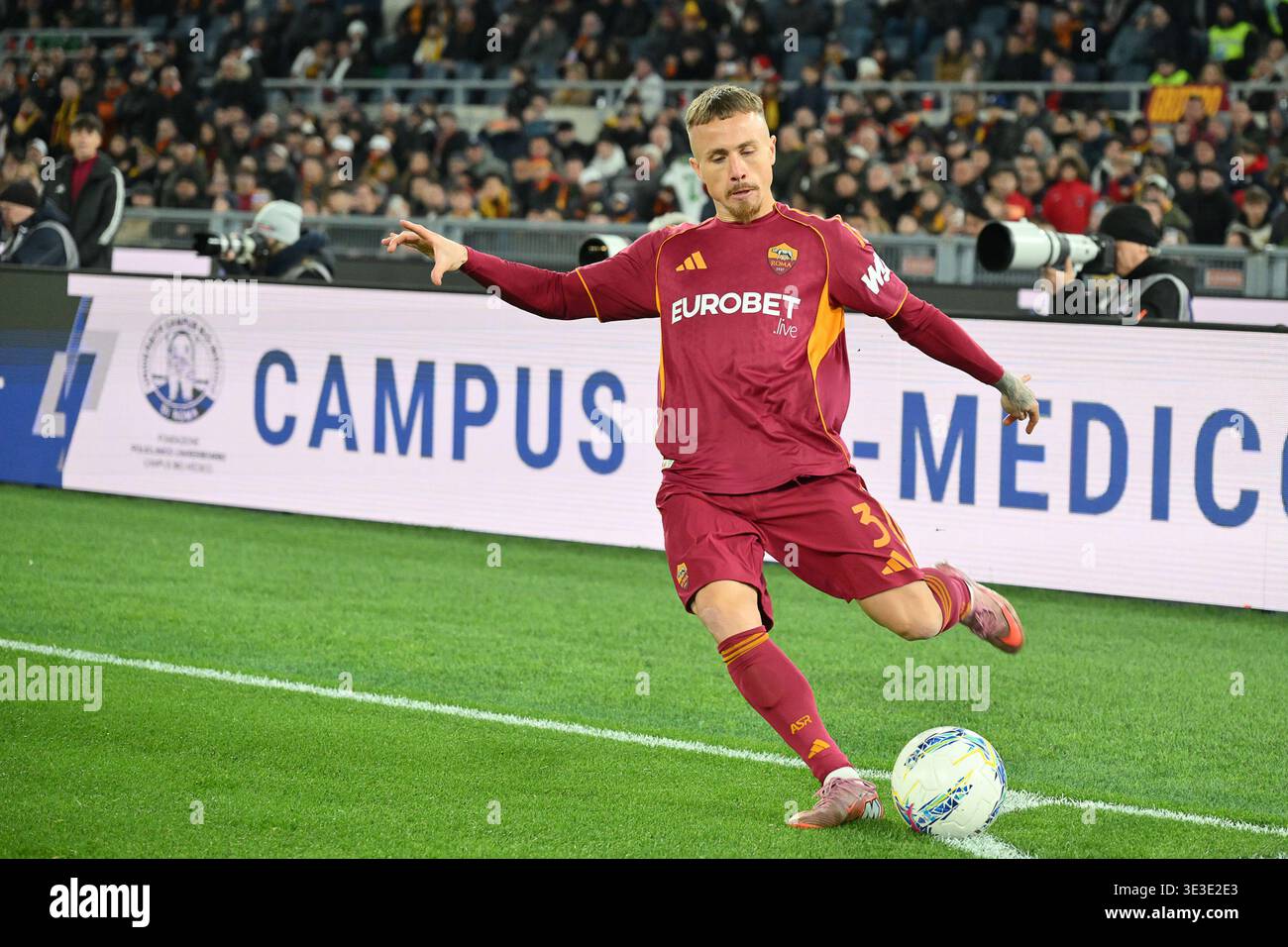 Olimpico Stadium, Rome, Italy - Angelino of AS Roma from the corner ...