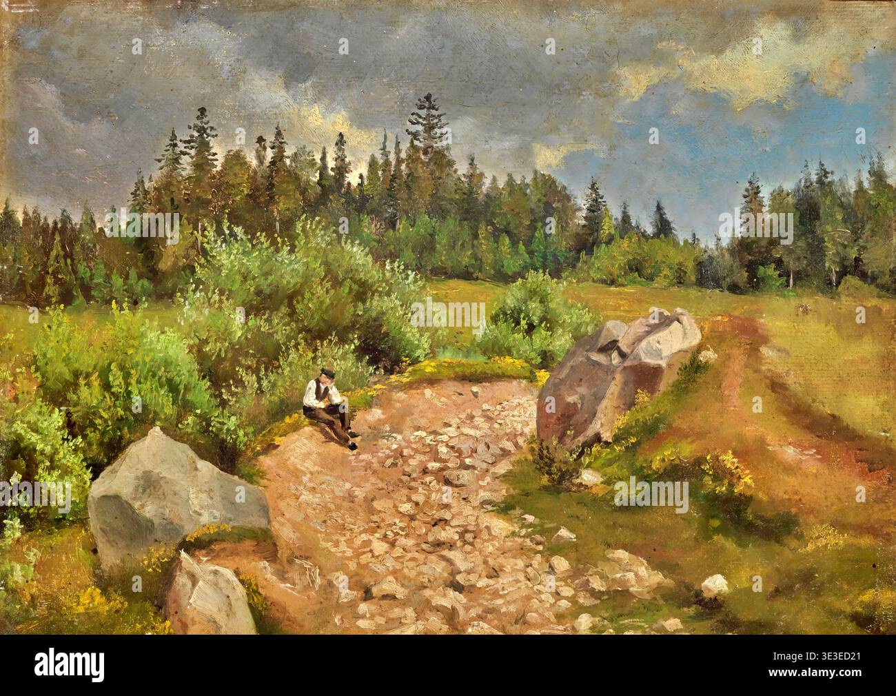 Hans Thoma – Rocky Path, 1860 – Landscape Painting Stock Photo - Alamy
