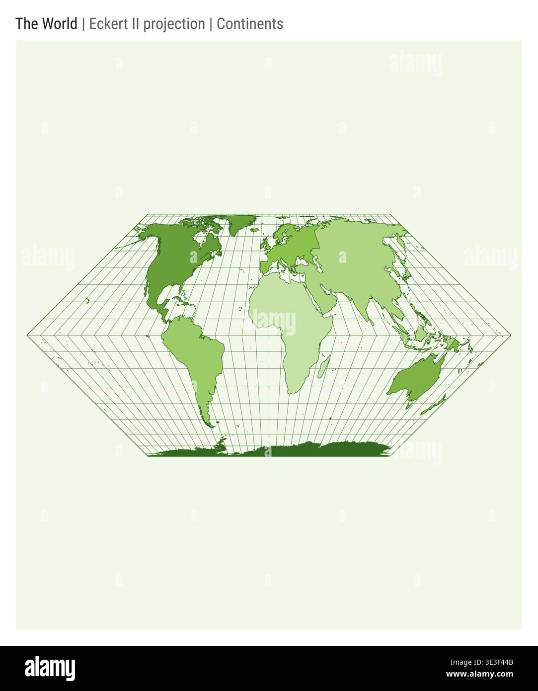 World Map. Eckert II projection. Continents style. High Detail World ...