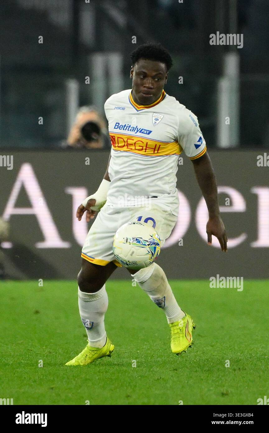 Lecceâ??s Lameck Banda during the Italian Football Championship League ...
