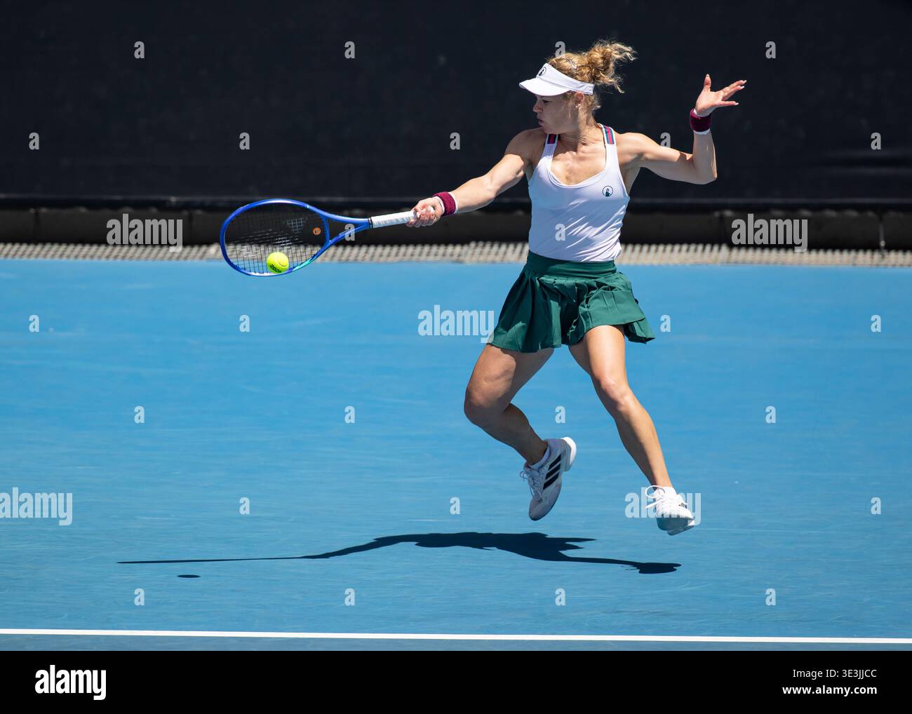 German tennis player Laura Siegemund playing a forehand shot at the ...