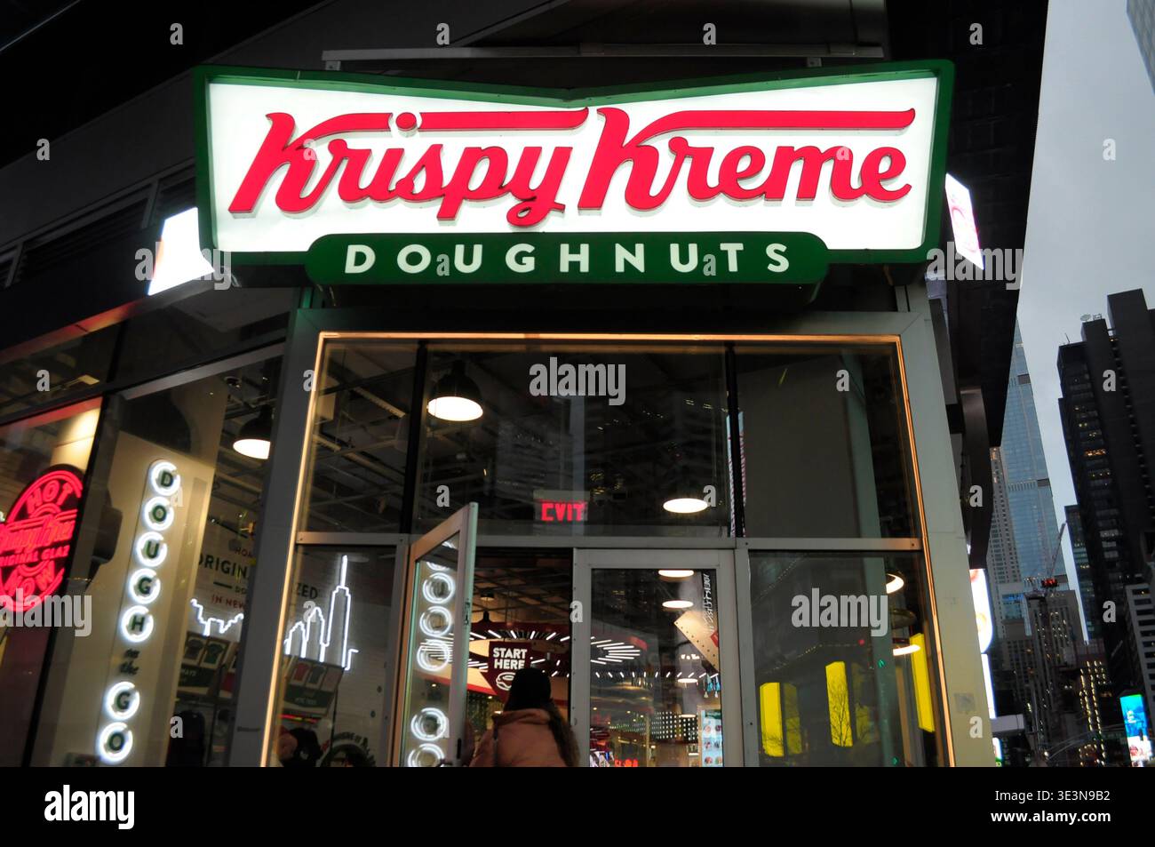 A Krispy Kreme doughnuts store is seen in Manhattan, New York City ...