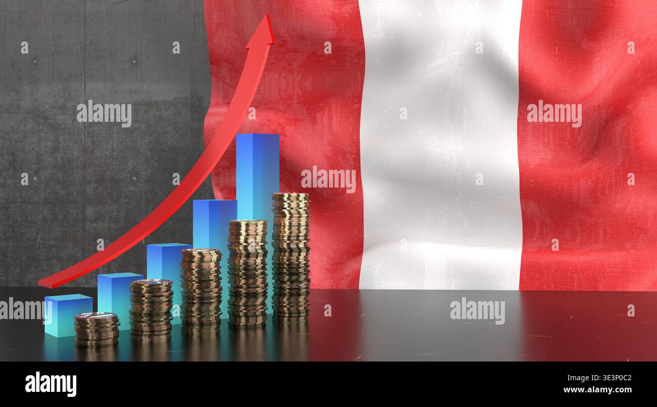 Peru - growth chart and national flag - 3D illustration Stock Photo - Alamy