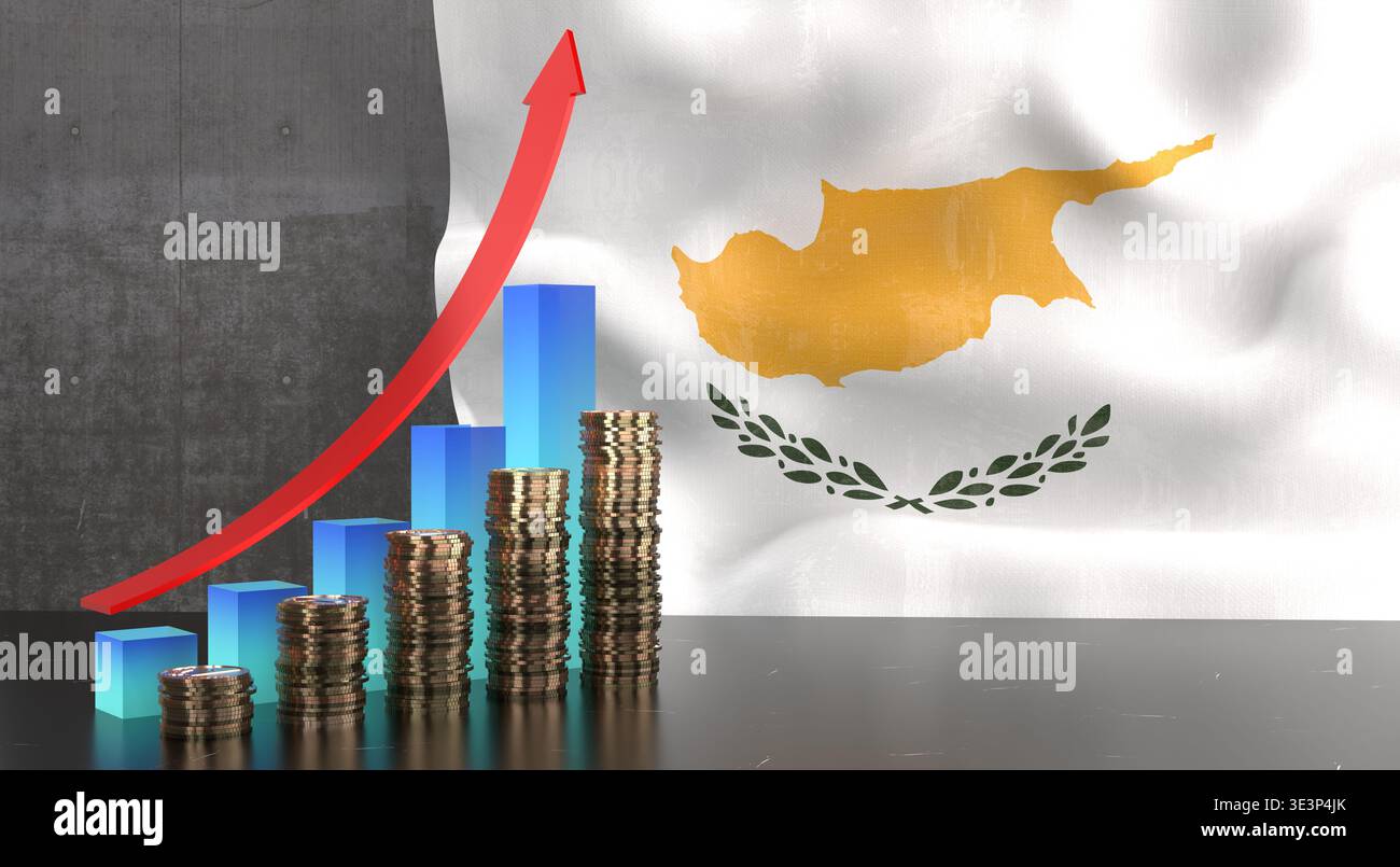 Cyprus - growth chart and national flag - 3D illustration Stock Photo ...