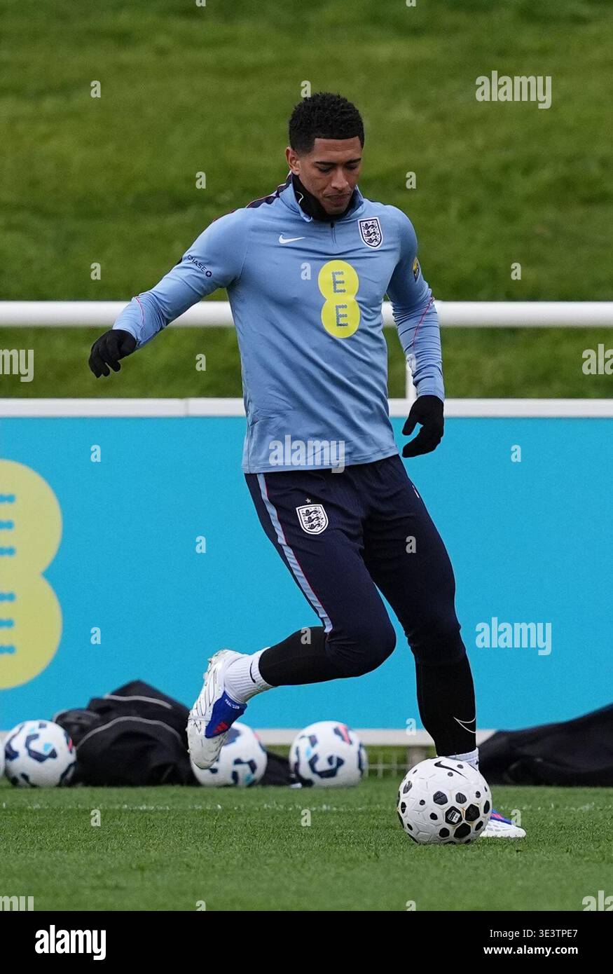 England's Jude Bellingham during a training session at St George's Park ...