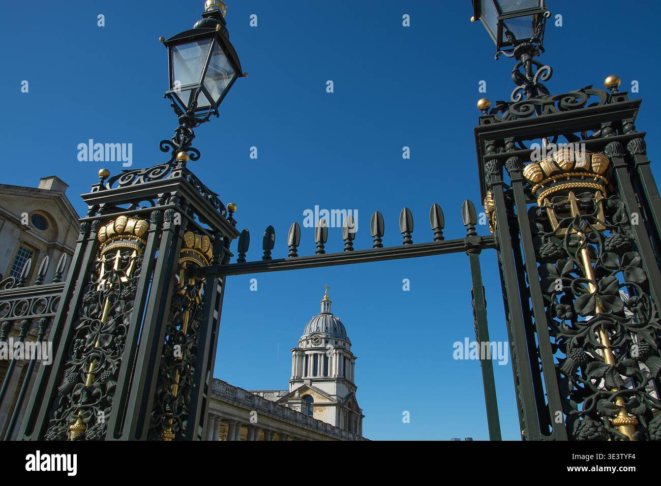 Old Royal Naval College gates in Greenwich, London, England Stock Photo ...