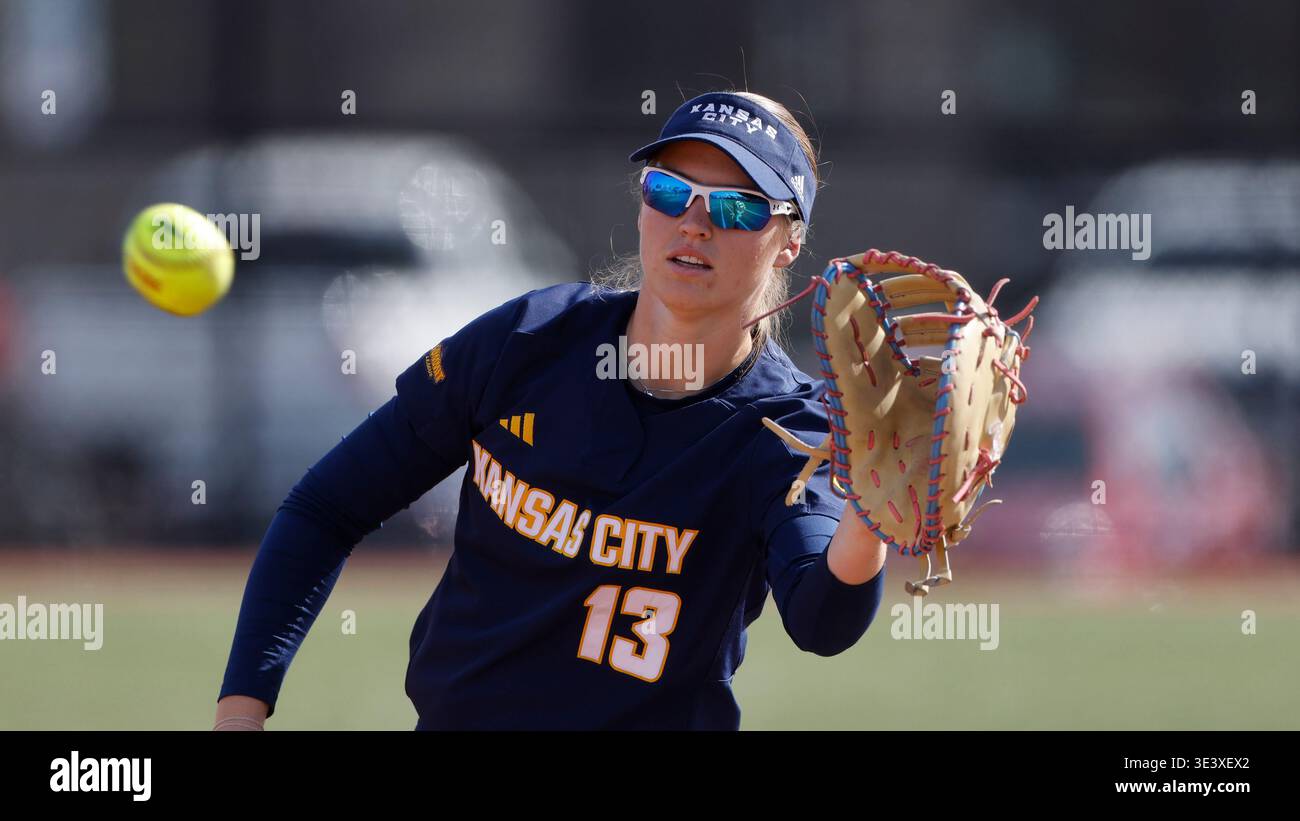 Kansas City's Katie Noble (13) during an NCAA college softball game on ...