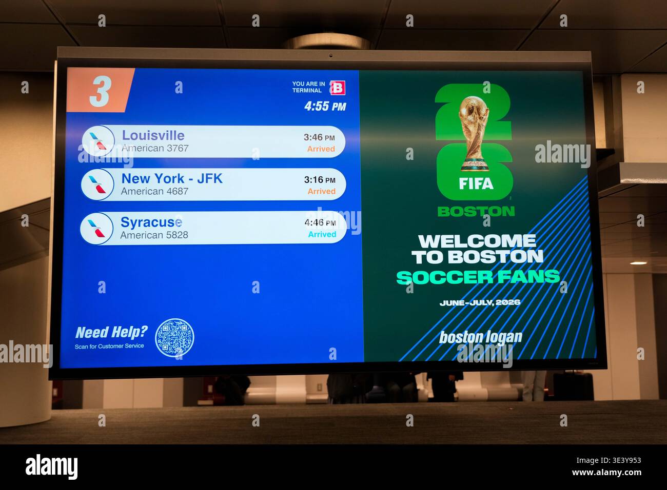 General overall view of FIFA World Cup 2026 signage at Boston Logan ...