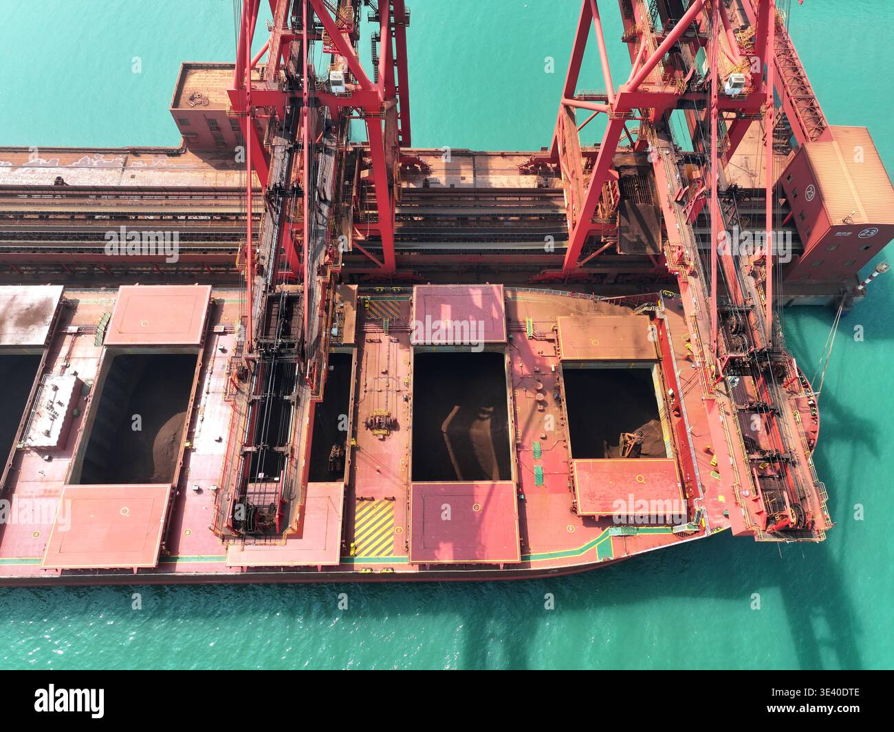 Trains transport imported iron ore at Xinsu Port Terminal in ...
