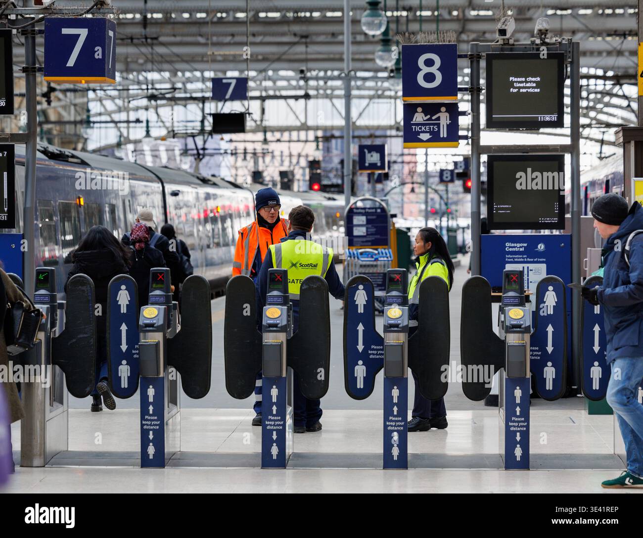 Passengers in Glasgow Central station where all train services have ...