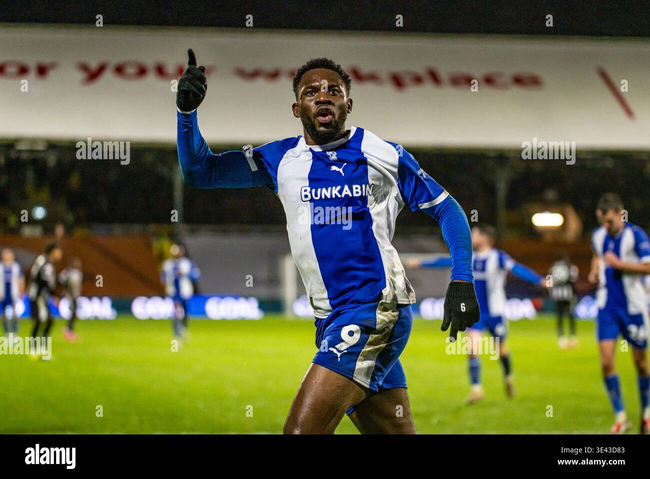 Oldham Athletic's Mike Fondop celebrates after scoring his team's third ...