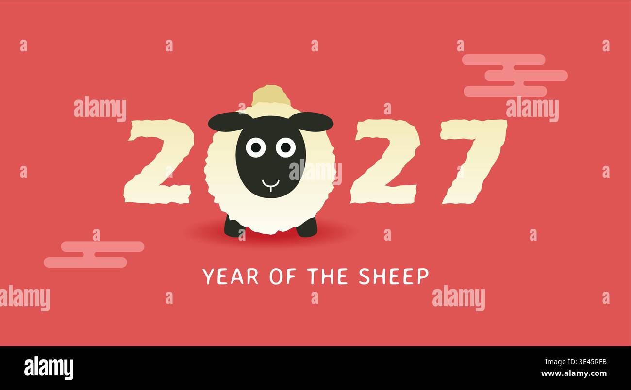 Year sheep fluffy cartoon hi-res stock photography and images - Alamy