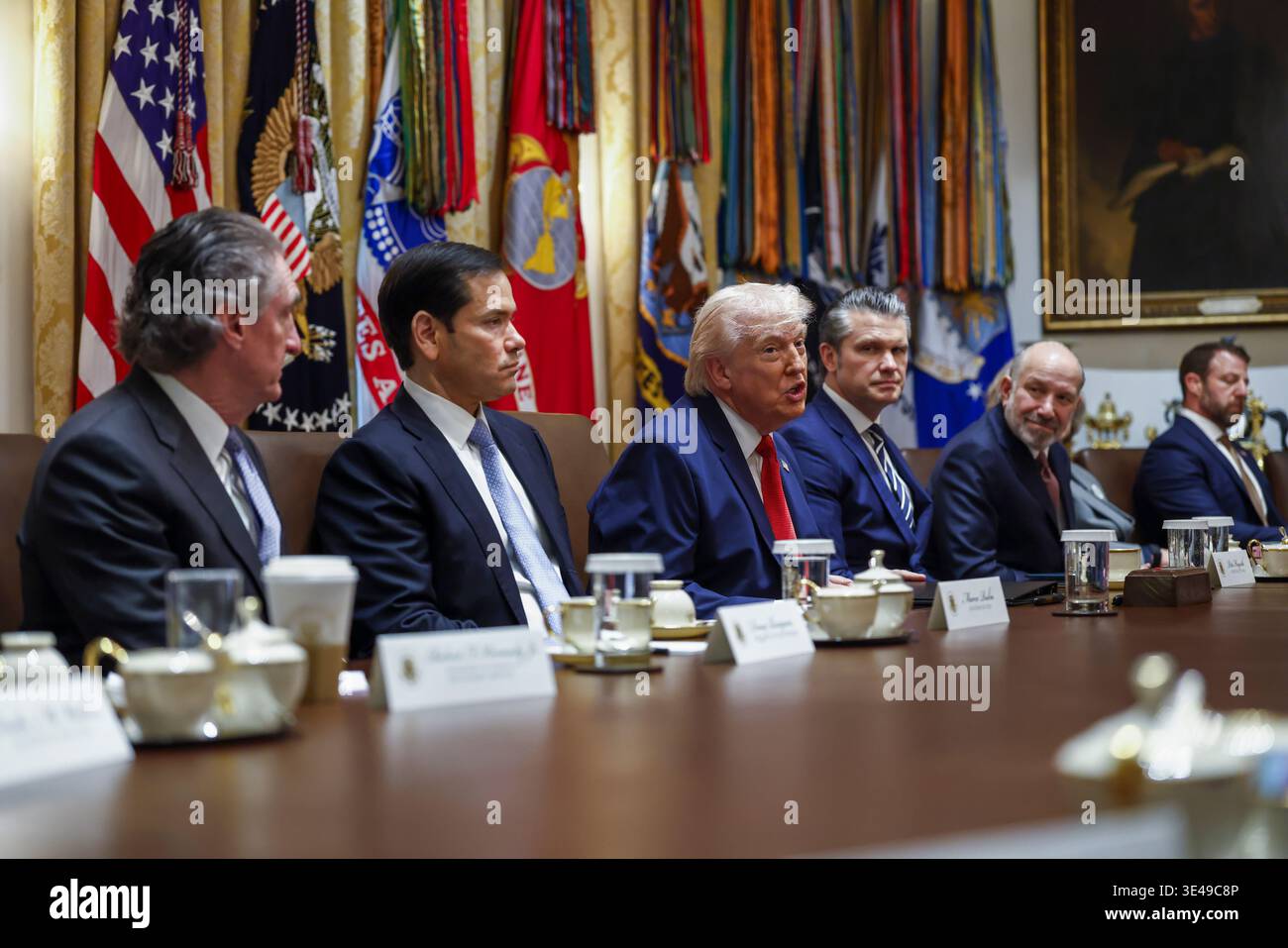 United States President Donald J. Trump delivers remarks during a ...