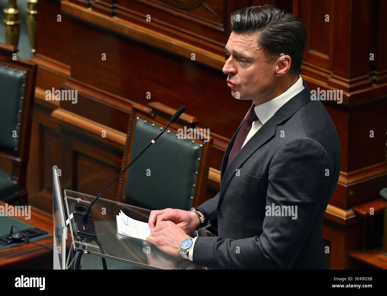 N-VA's Koen Metsu pictured during a plenary session of the Chamber at ...