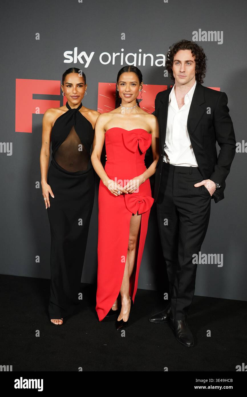 (left to right) Saffron Hocking Gugu Mbatha-Raw and Aaron Taylor ...
