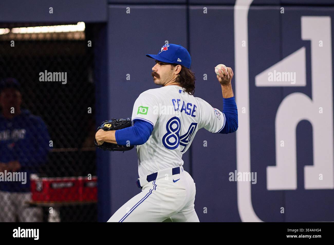 Toronto Blue Jays' Dylan Cease warms up during a workout day ahead of ...
