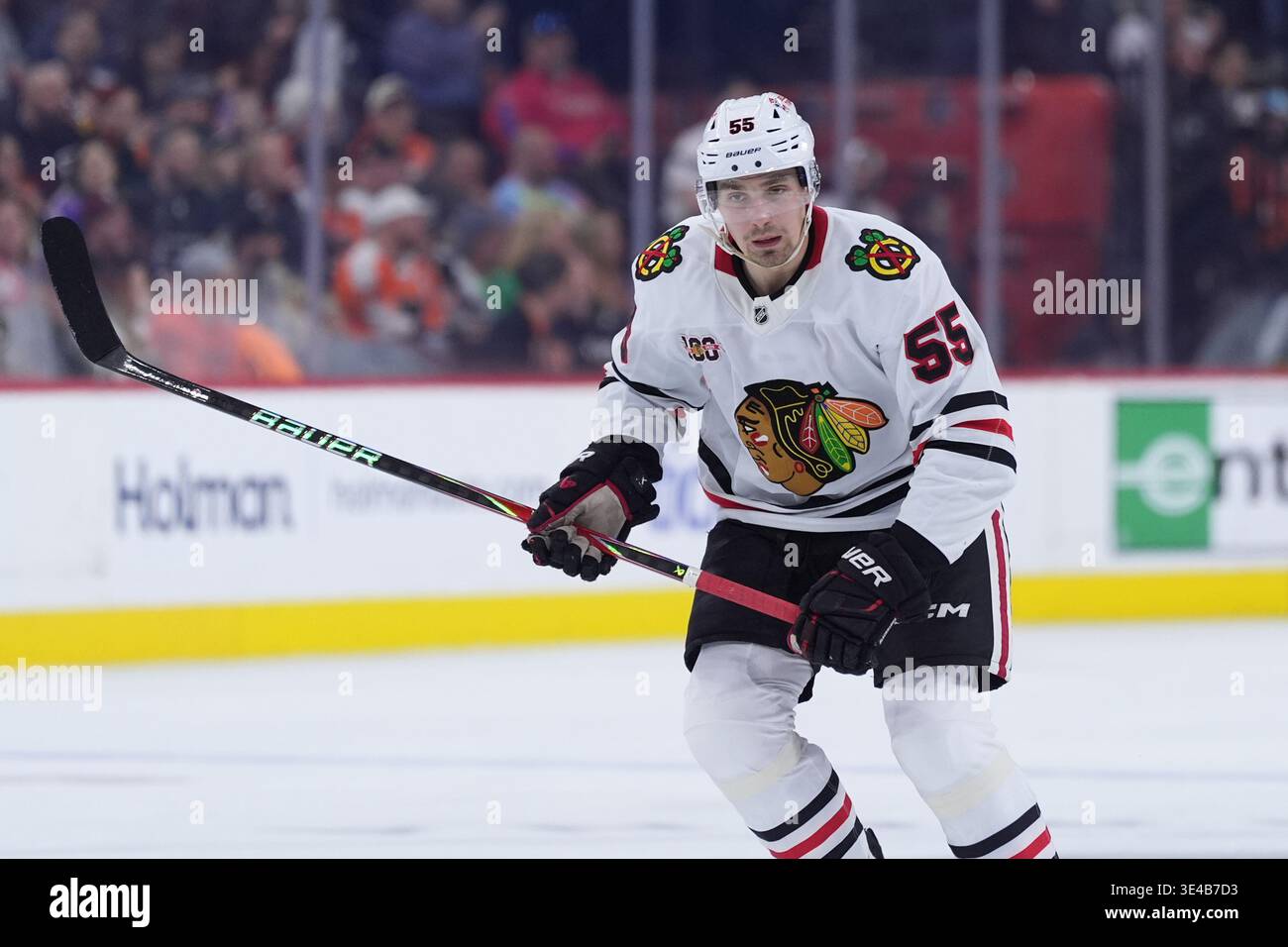 Chicago Blackhawks' Artyom Levshunov plays during an NHL hockey game ...