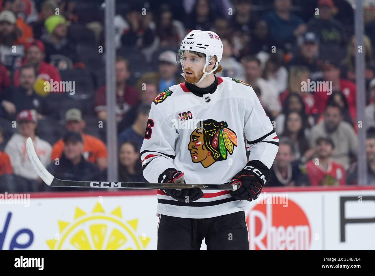 Chicago Blackhawks' Sam Rinzel plays during an NHL hockey game Thursday ...