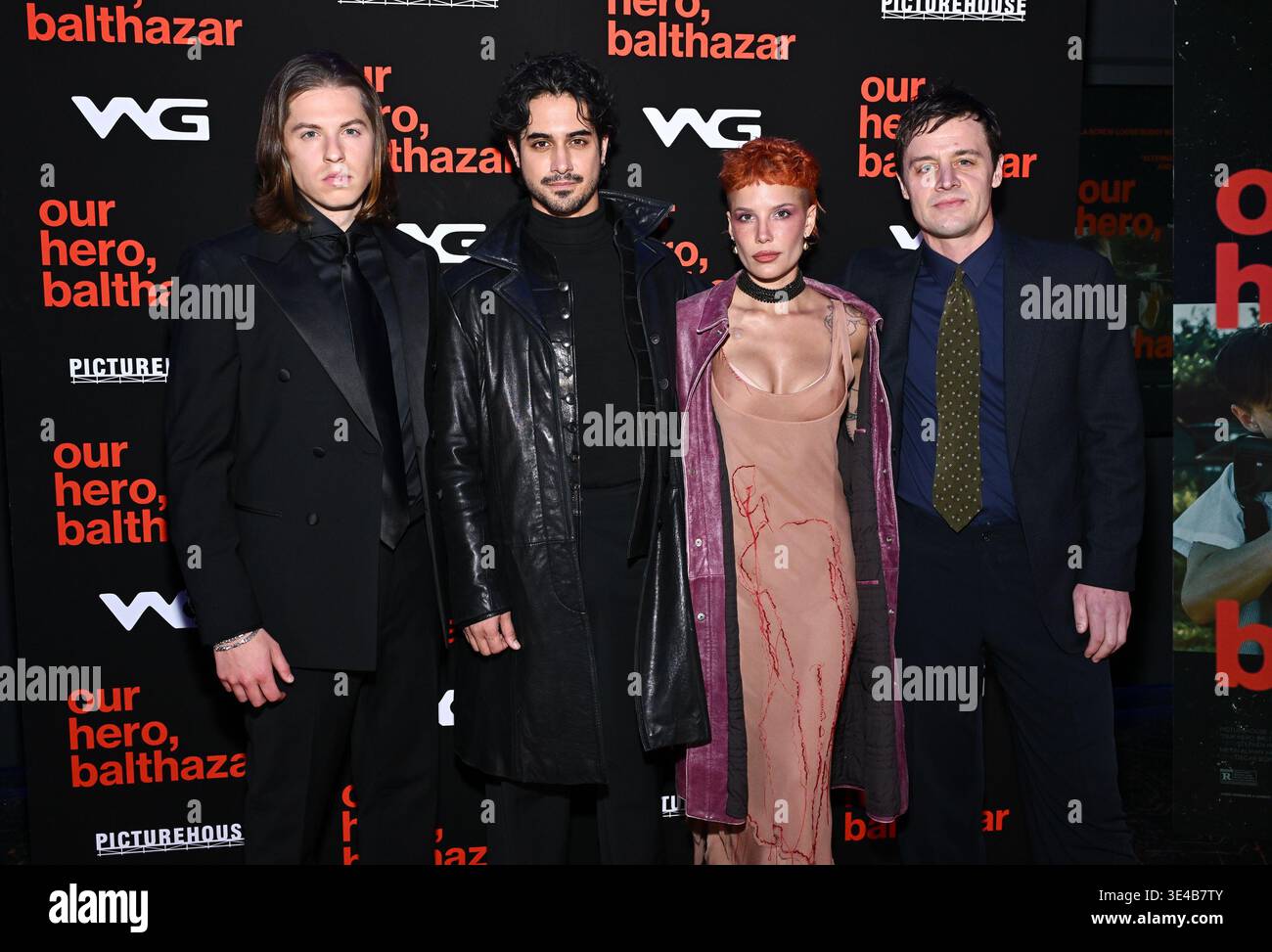 Peter Gold, left, Avan Jogia, Halsey and Oscar Boyson attend the ...