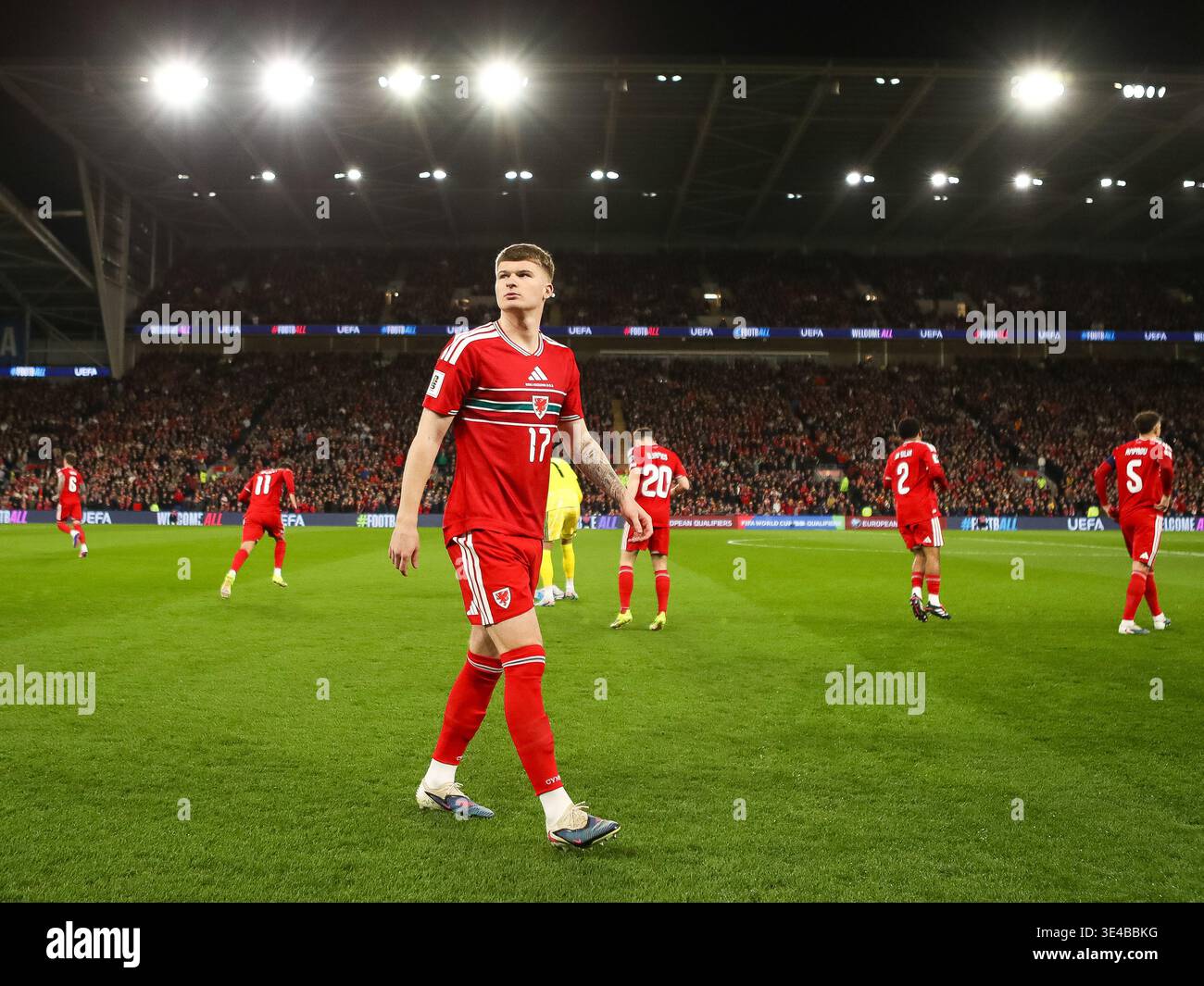 CARDIFF, WALES - MARCH 26: Jordan James of Wales before the World Cup ...