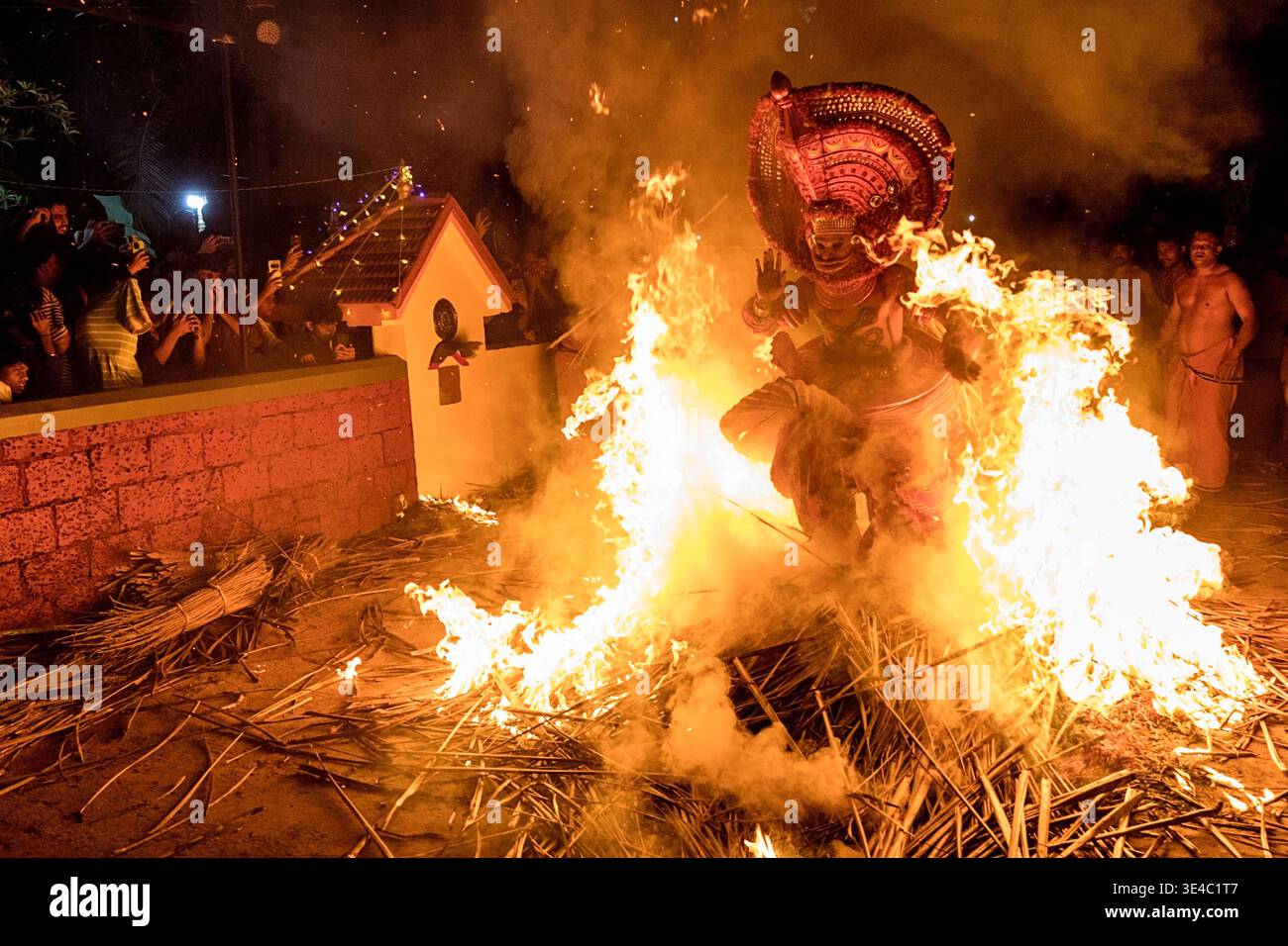 Spectacular fire theyyam, an ancient sacred ritual dance performance ...