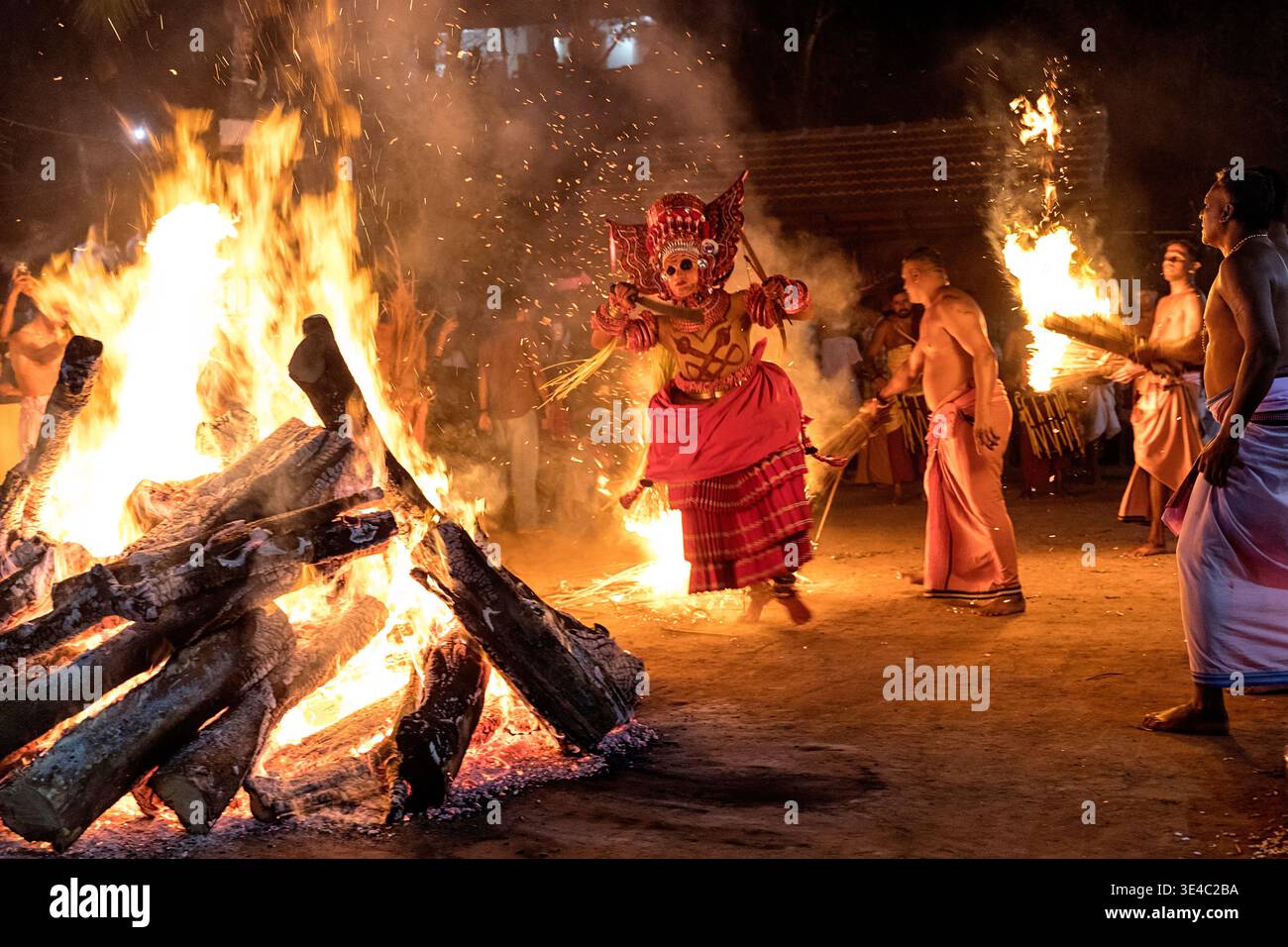 Spectacular fire theyyam, an ancient sacred ritual dance performance ...