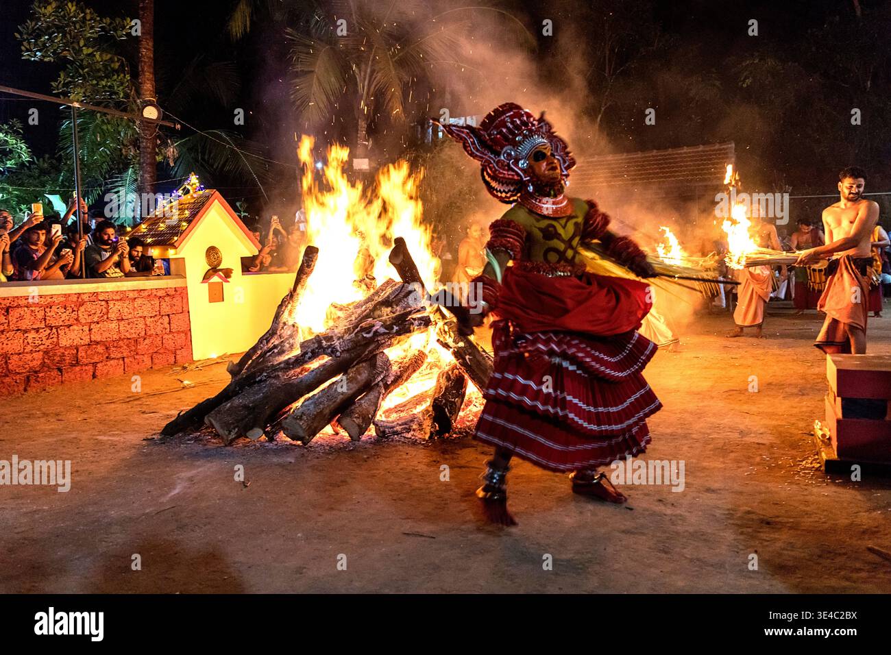 Spectacular fire theyyam, an ancient sacred ritual dance performance ...
