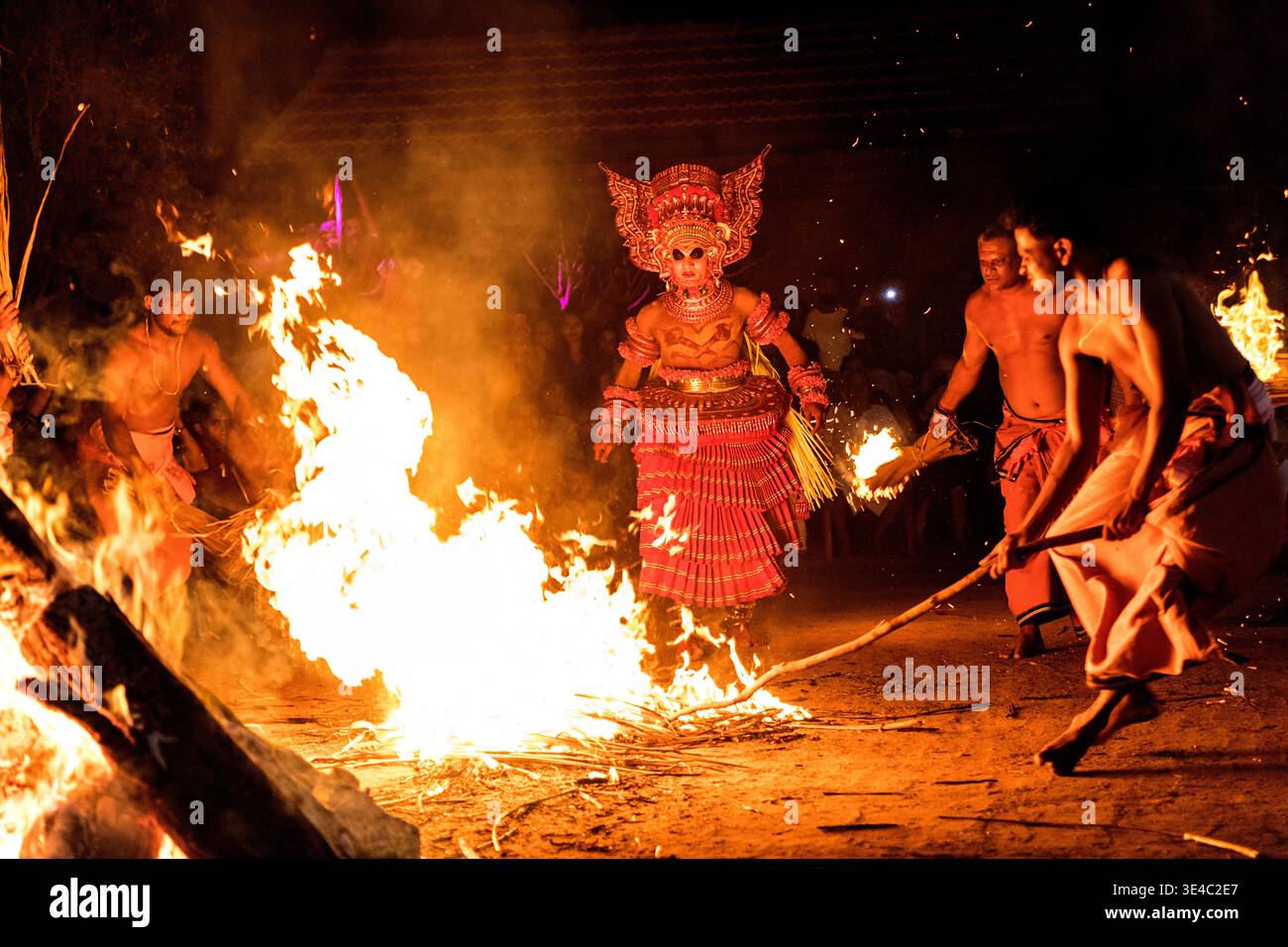 Spectacular fire theyyam, an ancient sacred ritual dance performance ...