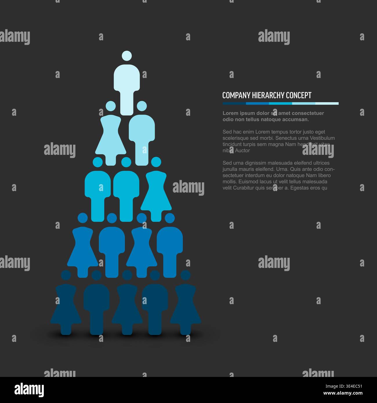 This company hierarchy concept uses a people pyramid to show levels of ...