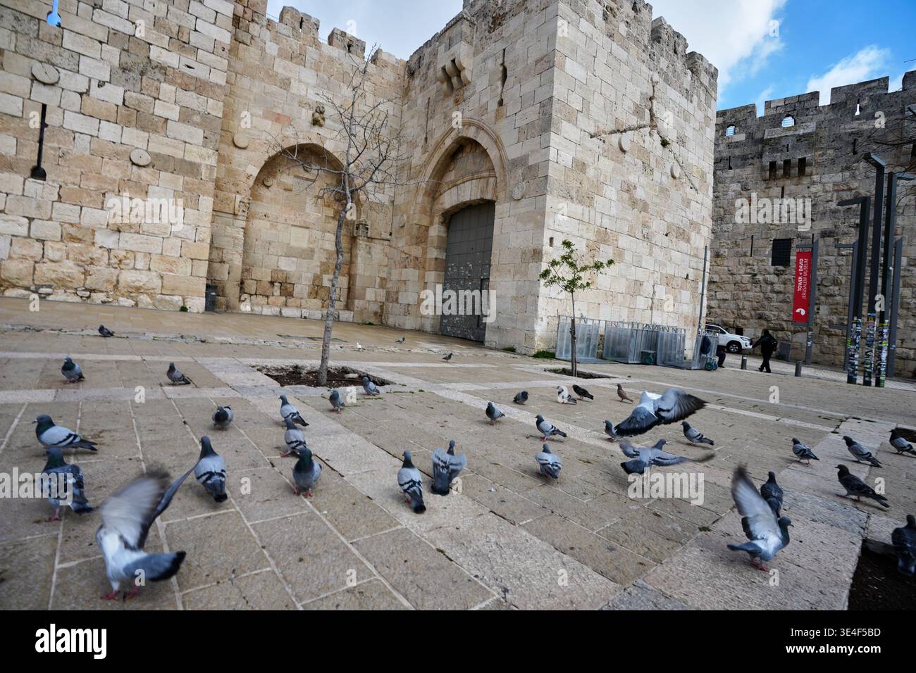 A locked Jaffa Gate in Jerusalem's Old City stands closed to visitors ...