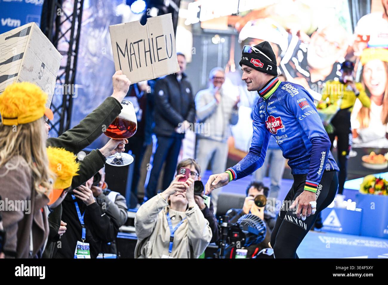 Dutch Mathieu van der Poel of Alpecin-Premier Tech celebrates on the ...
