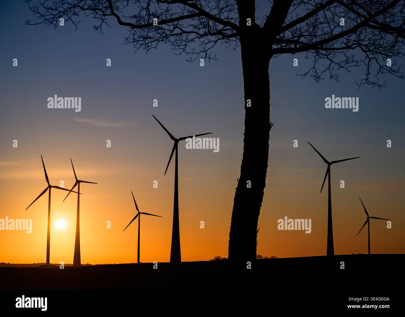 27 March 2026, Brandenburg, Treplin: Sunrise over the landscape with ...
