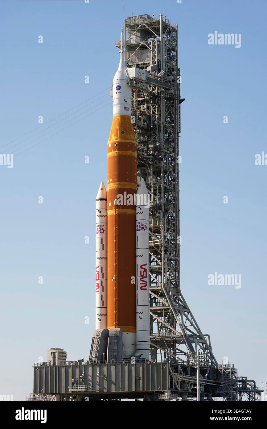 NASA's Artemis II SLS (Space Launch System) moon rocket with the Orion ...