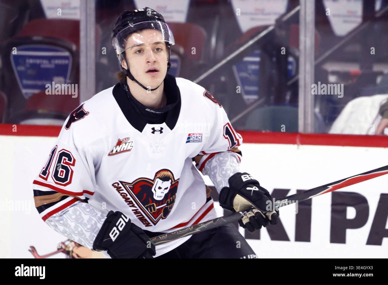 Player profile photo on Calgary Hitmen D Ben MacBeath during WHL ...