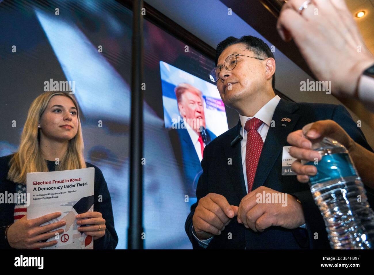 Former Prime Minister of South Korea Hwang Kyo-Ahn speaks to media and ...