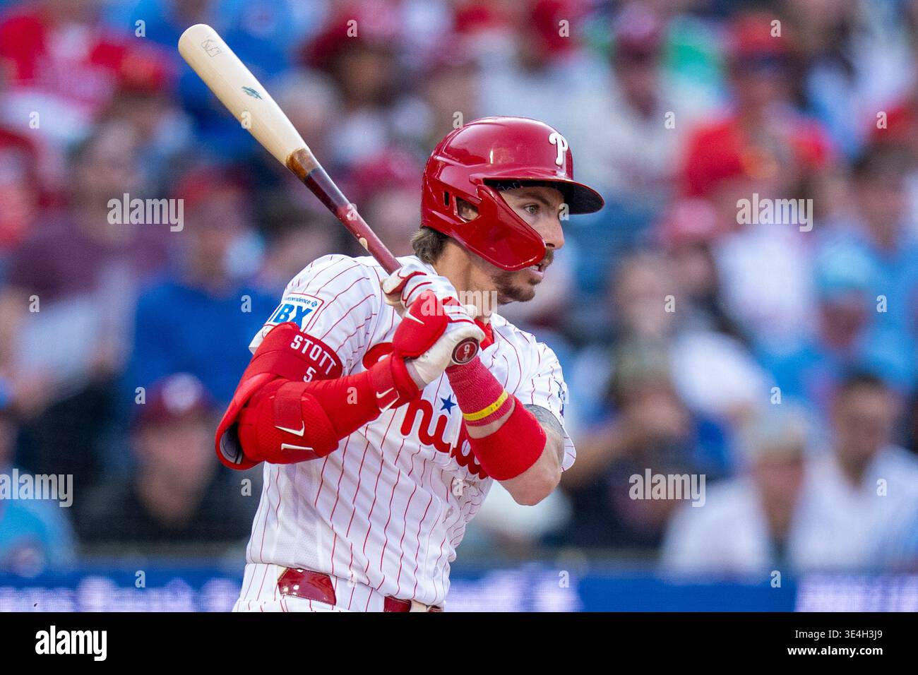 Philadelphia Phillies' Bryson Stott in action during the fifth inning ...